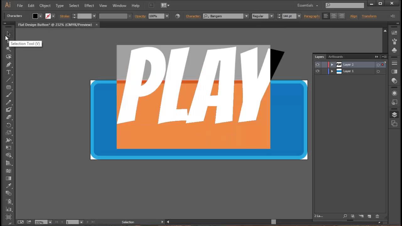 Free tutorial on how to make a very simple flat design button in illustrator