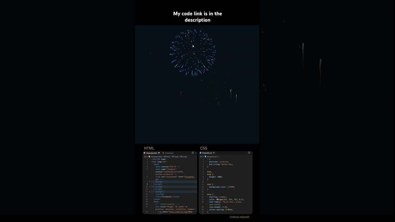 Let's watch fireworks together #programming #html #css #javascript #code #foryou
