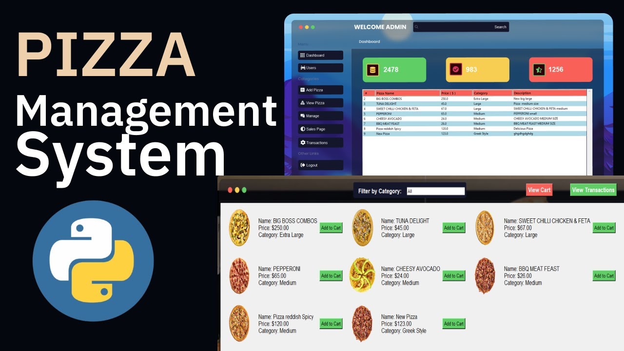 Python Tkinter Pizza Management System Tutorial | Build a GUI Application