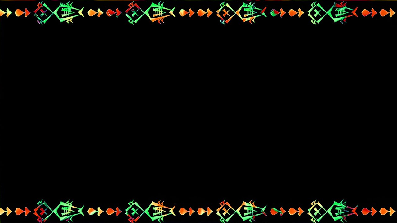 Neon Rainbow Tribal Border Background Design | Black Matte Neon Frame Graphic Template 4K 🎨