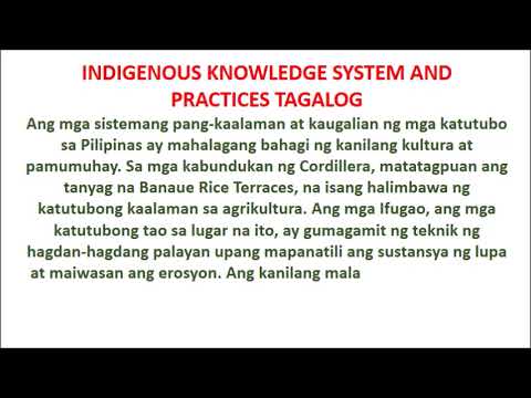 indigenous knowledge system and practices tagalog essay
