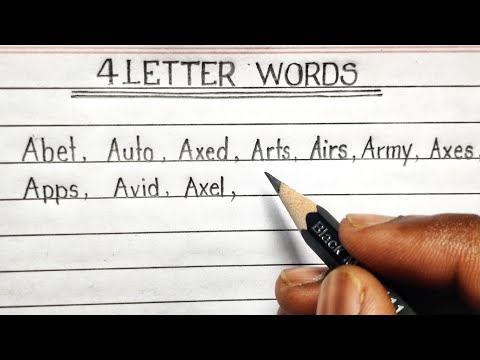 4 Letter Words Starting with A in English handwriting - Pencil writing