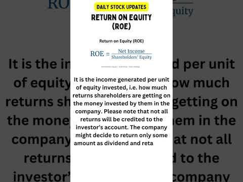 ROE | Return on Equity | Financial Ratio to check for Stock Investments