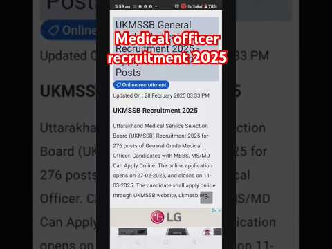 UKMSSB RECRUITMENT # Medical officer posts#new jobs #2025
