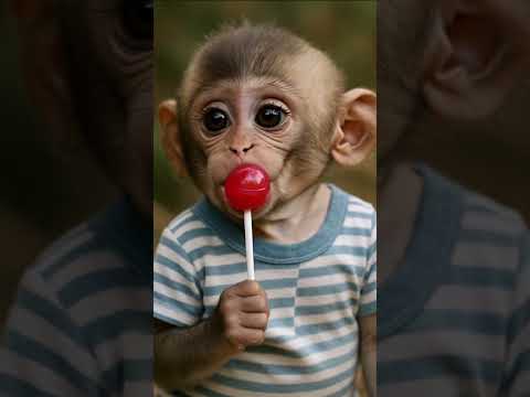 Baby Monkey Tastes a Lollipop… Then Bursts Into Laughter! ????????