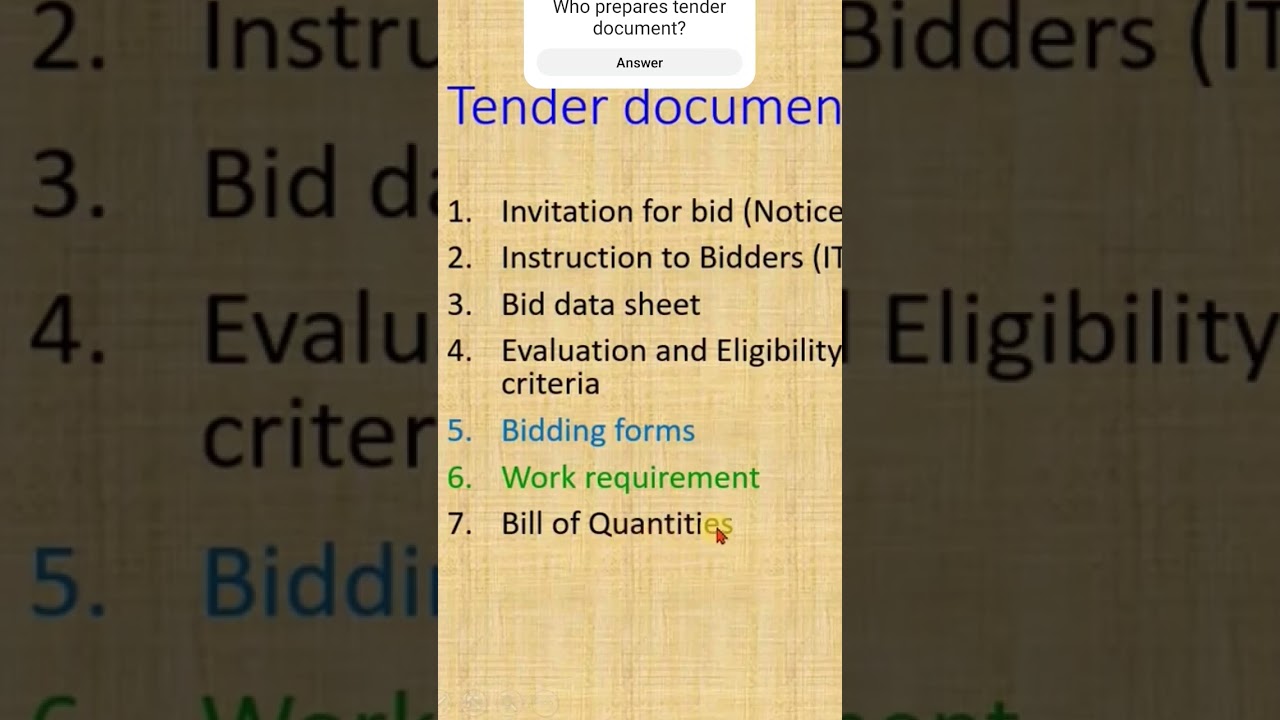 Tender document | Procurement | Contract #civilengineering #shorts #justlearncivil