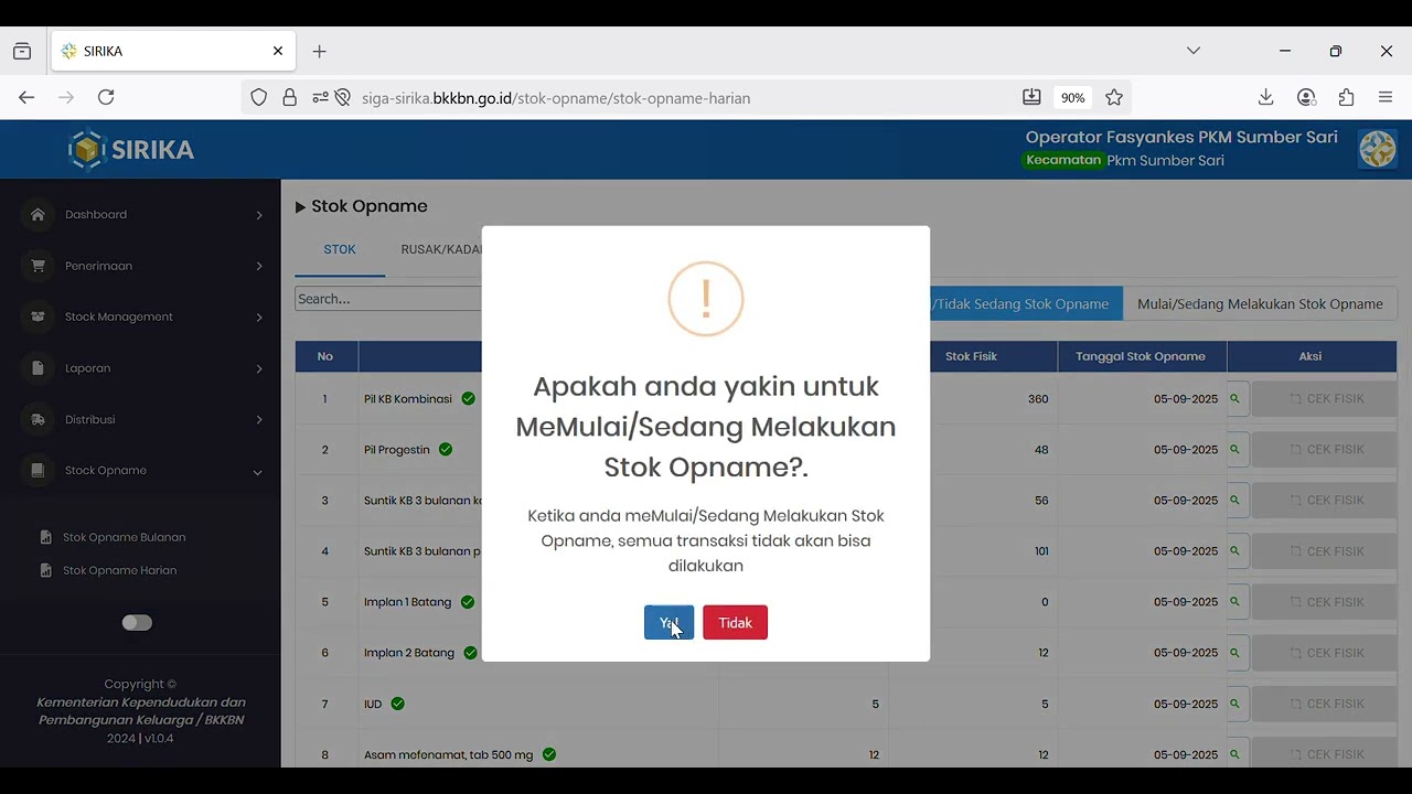 Cara melakukan stock opname di aplikasi sirika