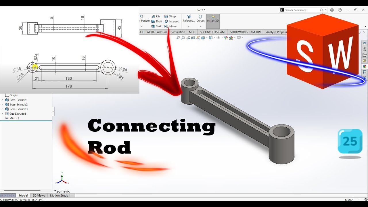 Crafting a Connecting Rod in SolidWorks