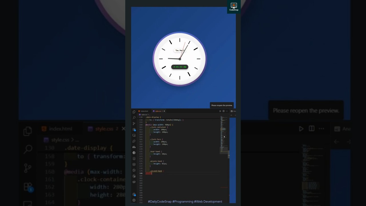 Modern Analog & Digital Clock ⏰ | HTML CSS JavaScript Animation | Web Dev Shorts