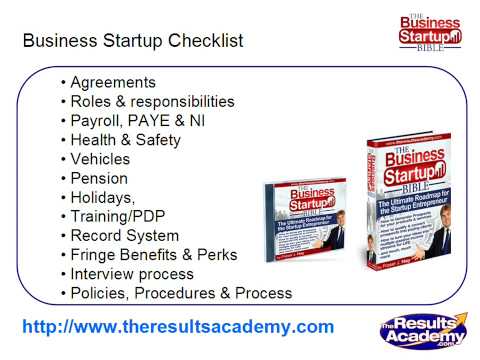 Business Startup Checklist Part 14 from Business Startup Coach Fraser Hay