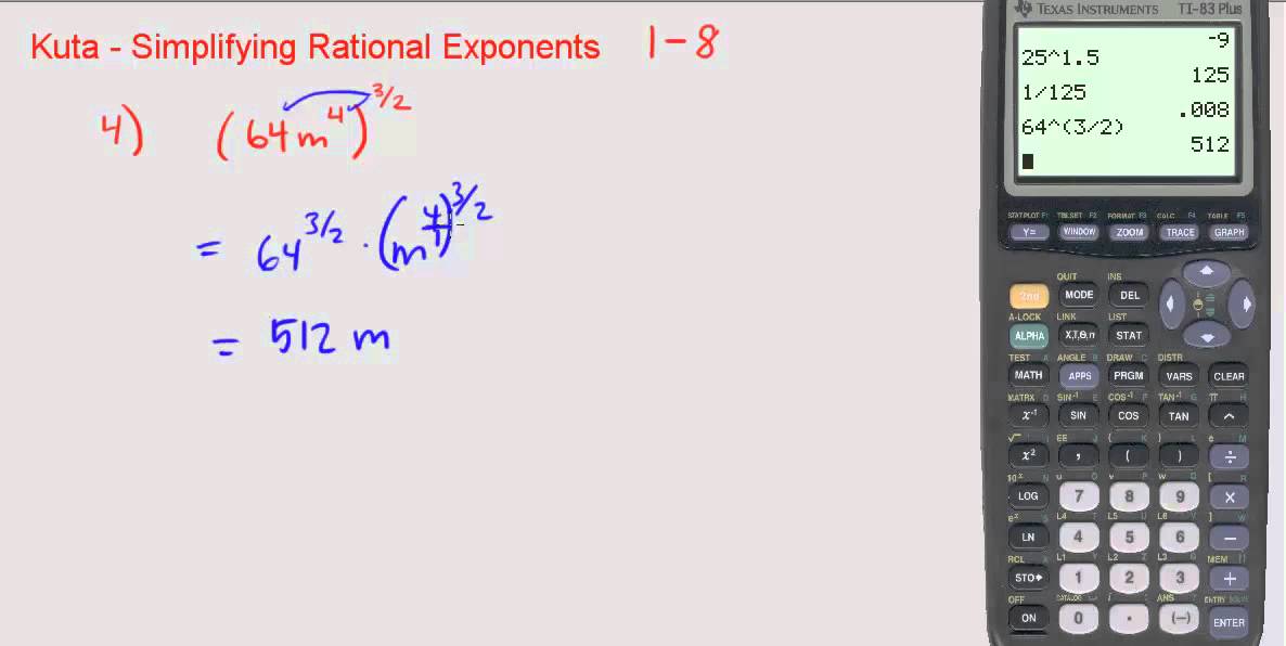 Kuta - Simplifying Rational Exponents (1 through 8)