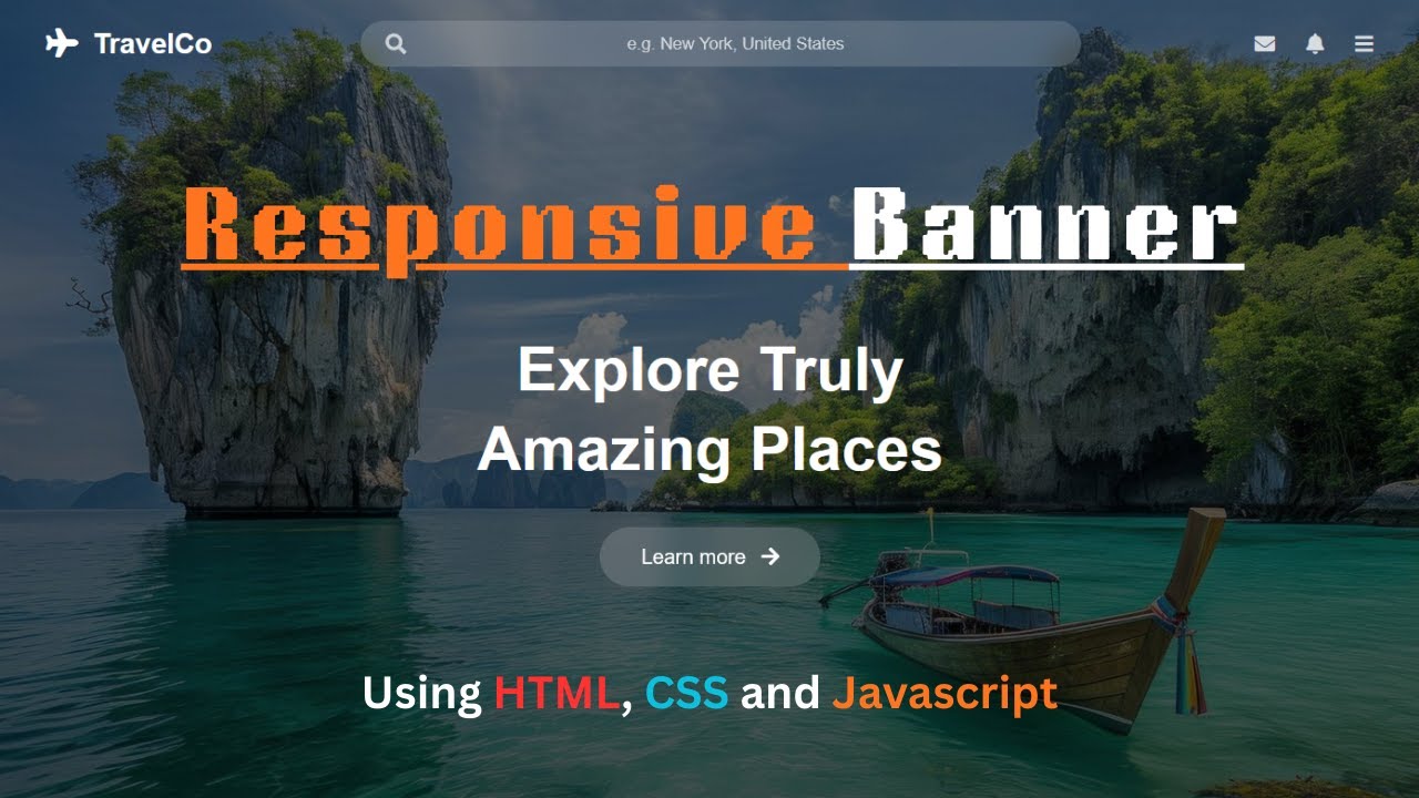 Modern Responsive Banner Using html and css (mini web development project) web development projects