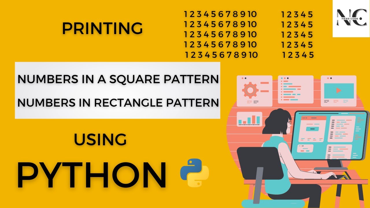 Write a Program to Print Numbers in Square and Rectangle Pattern in Python || Visual Studio Code ||
