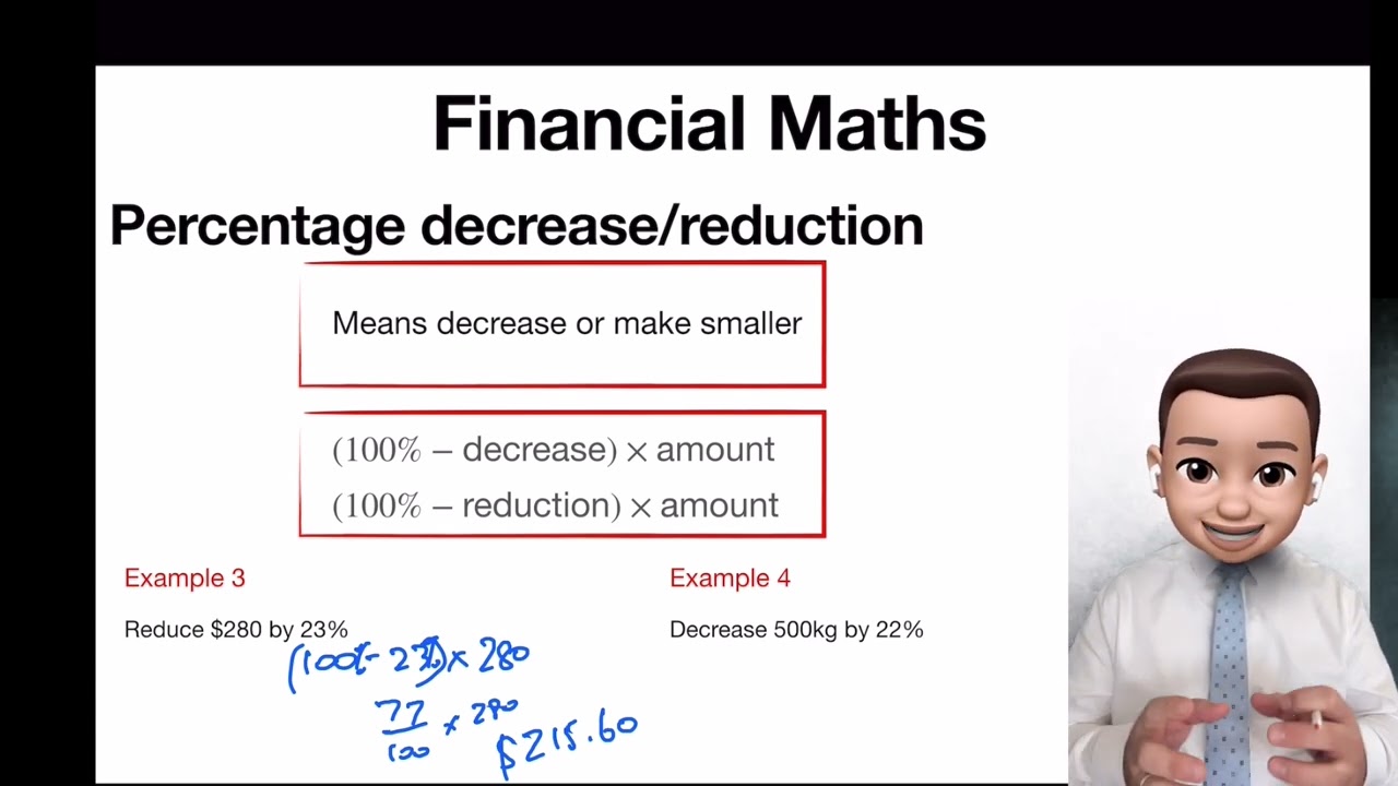 Y8 T1 U2 lesson 4 - Percentage increase:decrease