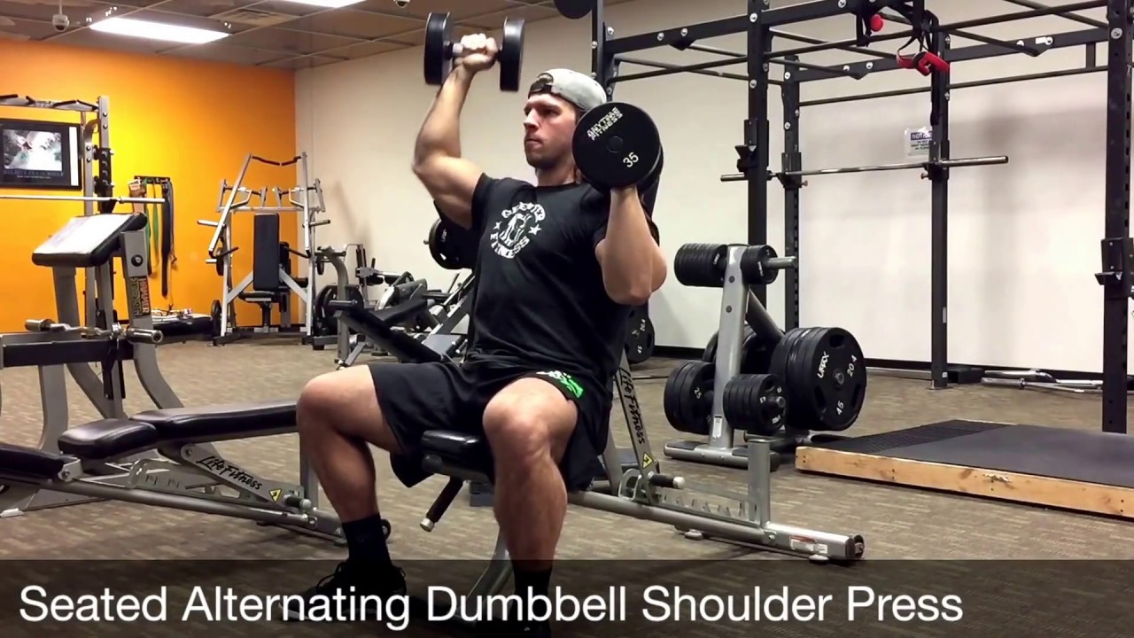 Seated Alternating Dumbbell Shoulder Press