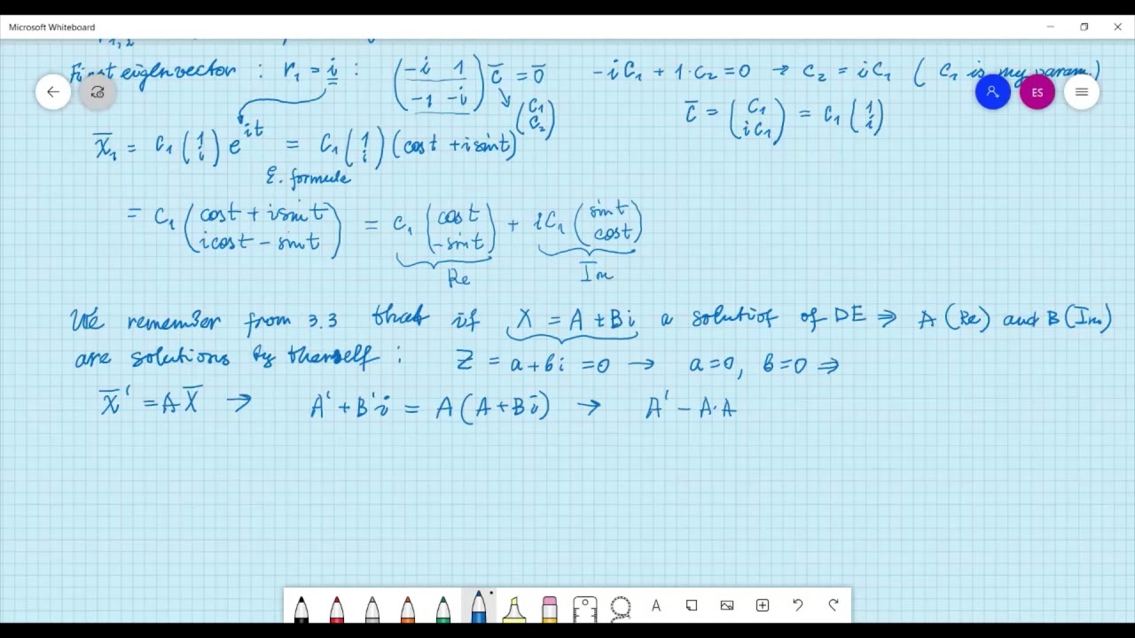 Differential equations. Section 7.6: Complex eigenvalues.