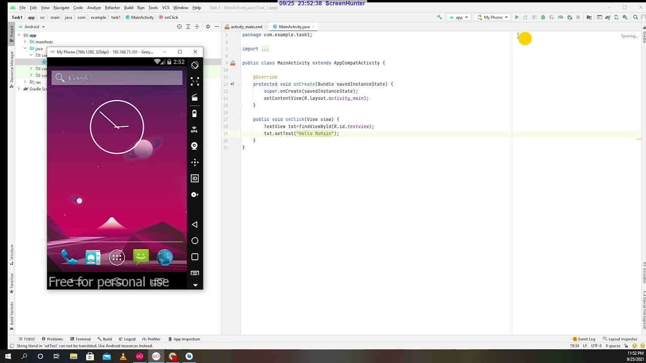Adding code to a Button Click in Android Studio (Java )
