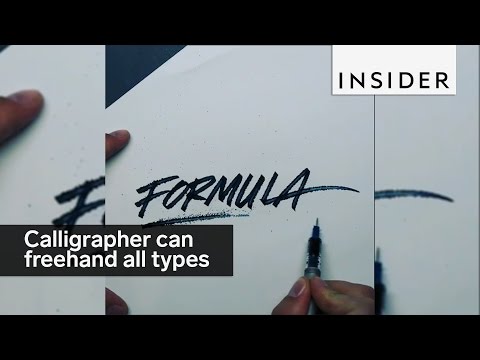 This calligrapher can freehand all kinds of typefaces