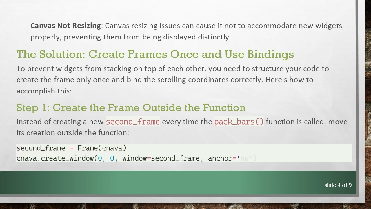 Understanding Why Widgets Stack on Top of Each Other in tkinter Canvas