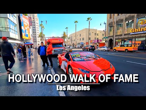 Hollywood Walk Of Fame, Hollywood Los Angeles Walking Tour |5k 60fps | Natural City Sounds