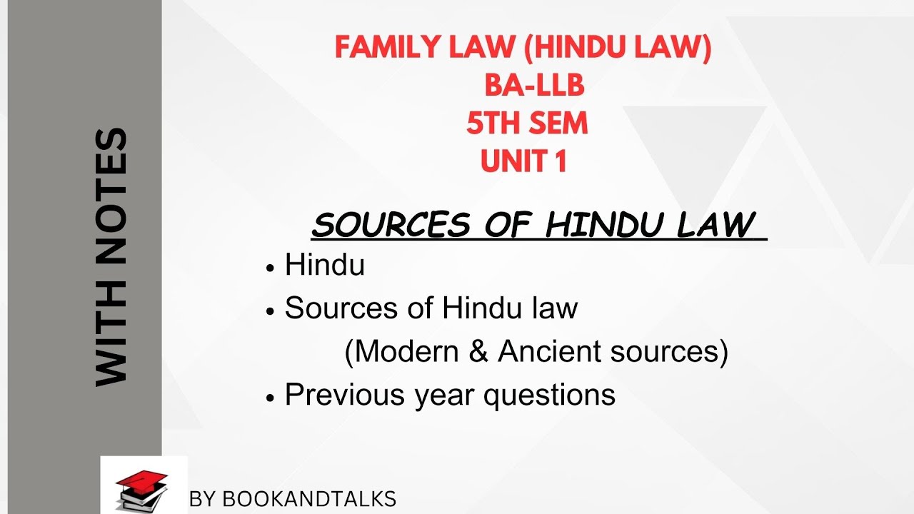 HINDU LAW UNIT 1 I SOURCES OF HINDU LAW I NOTES