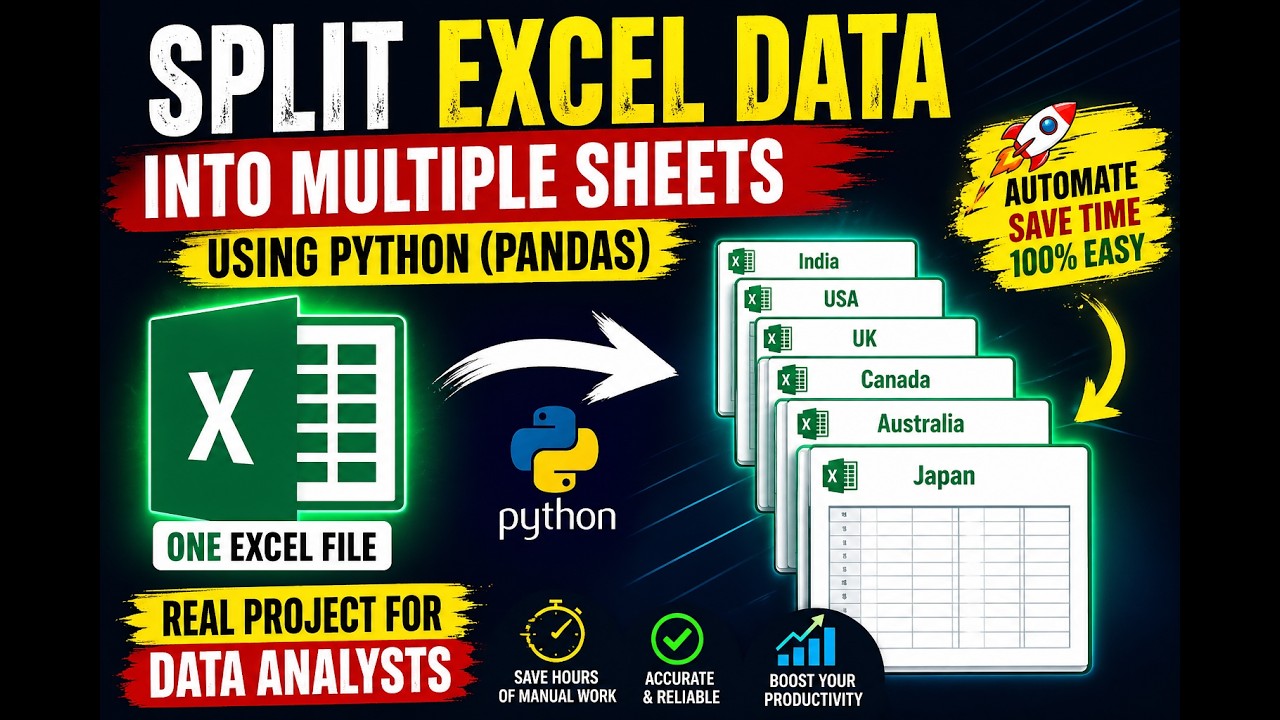 🔥Excel Automation with Python | Split Data into Multiple Sheets in Seconds. #Excel #VBA and #SQL
