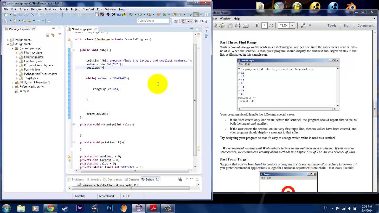 CS106A Assignment 2 Problem 3 FindRange