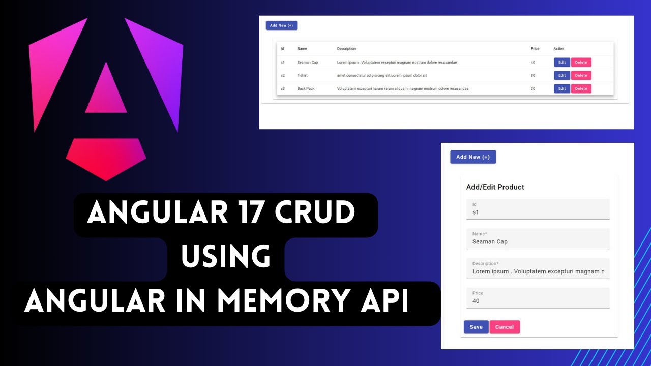 Angular 17 crud actions using angular in memory API | Fake REST API in angular