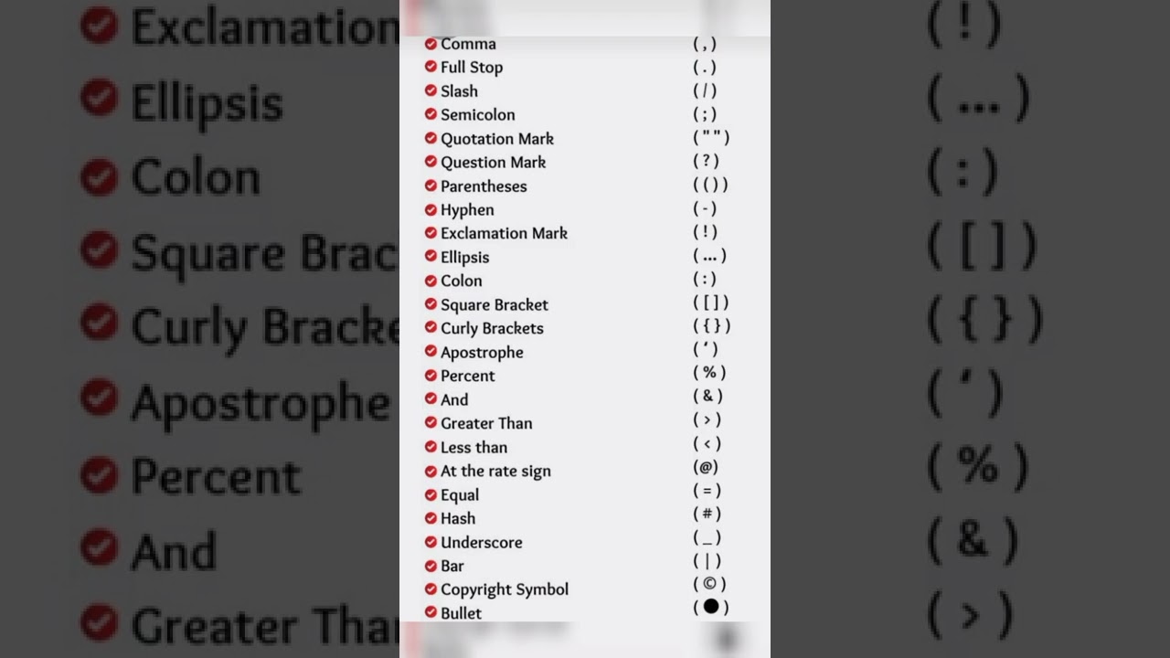 symbol name in english