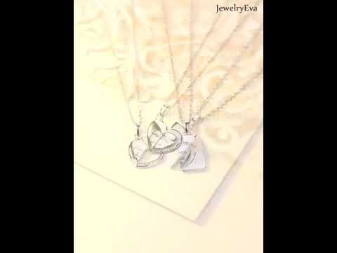 JewelryEva Heart Matching Love Necklaces for Couples