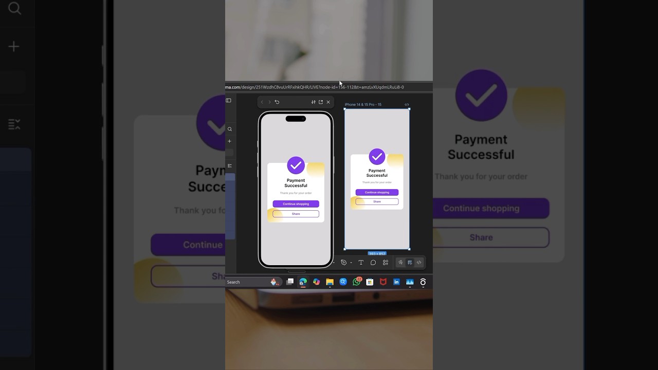 Design a clean and modern checkout confirmation screen with me in Figma
