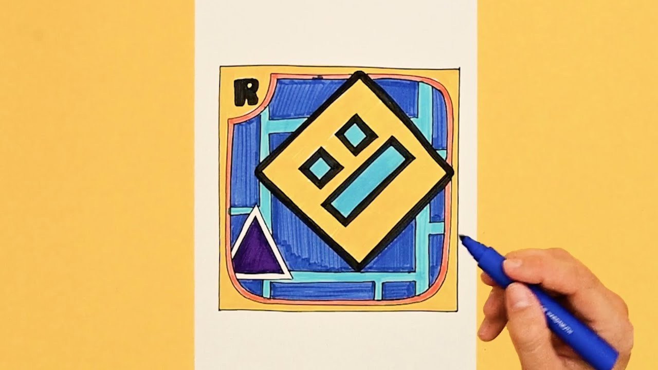 How to draw Geometry Dash Logo