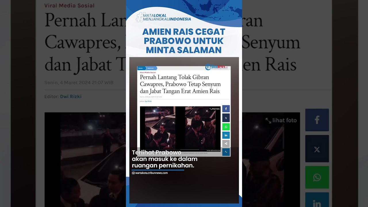 Momen Mayor Teddy Awasi Amien Rais saat Salaman dengan Prabowo, Dulu ...