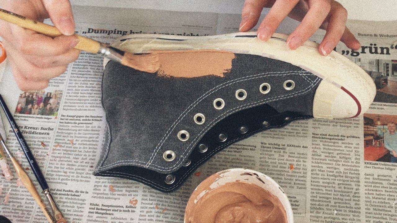 painting my shoes! *satisfying* | converse | shoe painting | acrylic paint