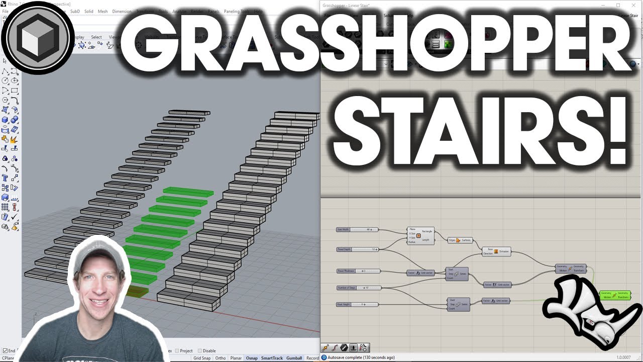How to Create a STAIR in Rhino with GRASSHOPPER!
