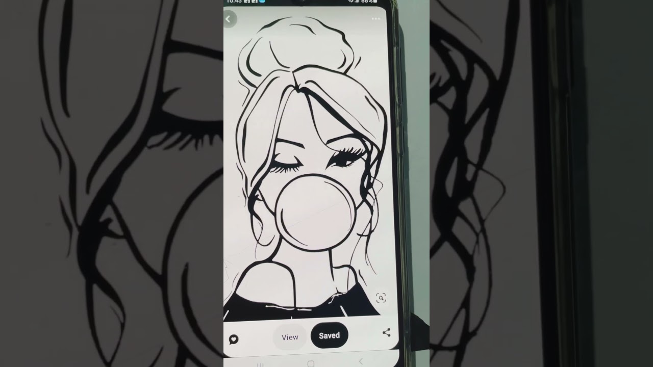 #Drawing Girl blowing bubble gum
