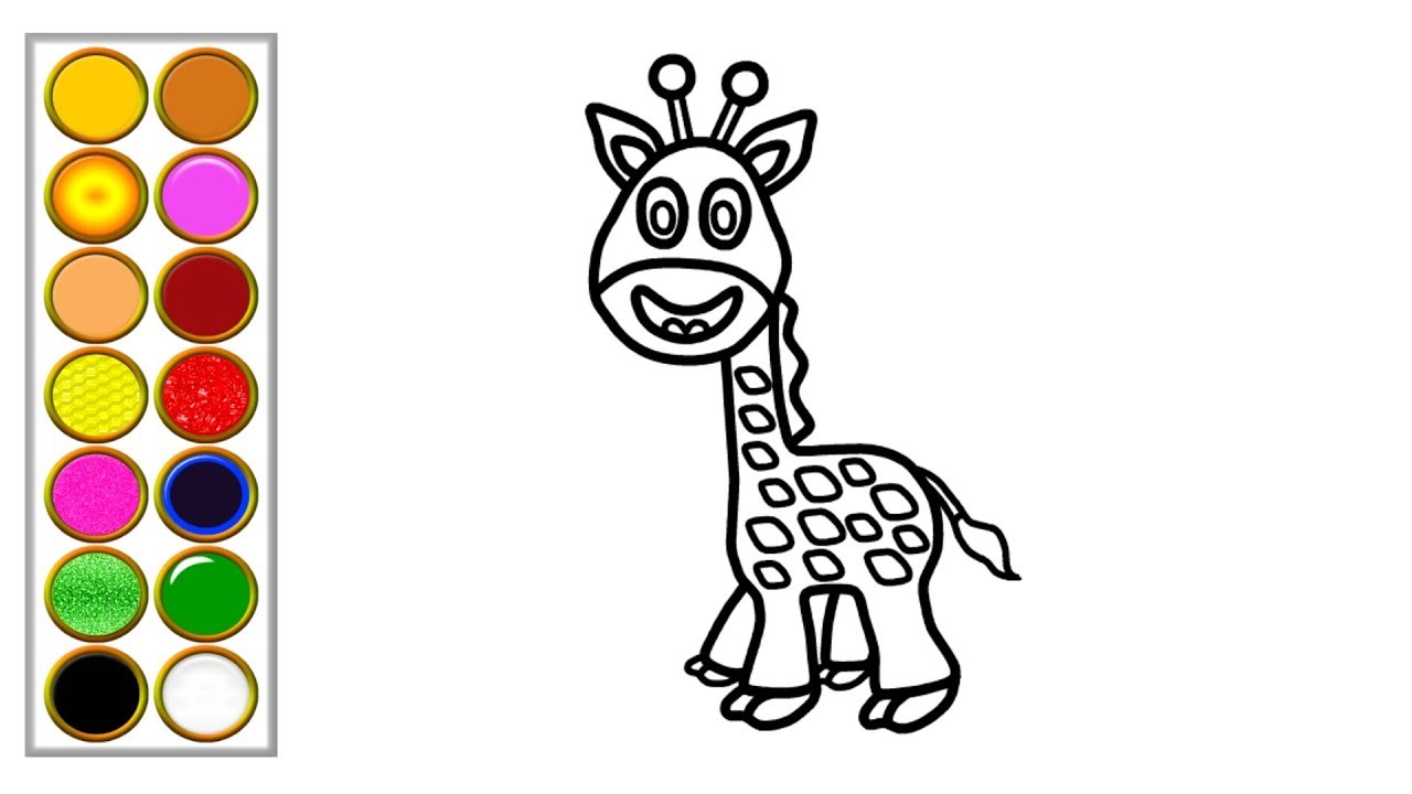Cartoon Giraffe Coloring and Drawing for Kids | Animals Coloring Pages | Mirza Colors Kids