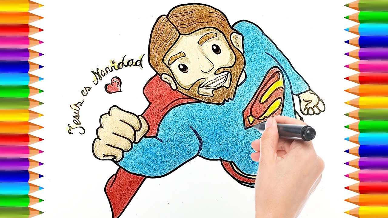 Cristo es mi Super Héroe | Dibujo para dibujar y colorear a Jesús como Super Héroe de la Navidad