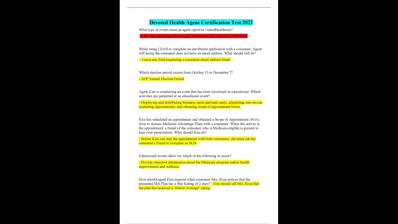 AnsweredDevoted Health Agent Certification Test 2022 pdf