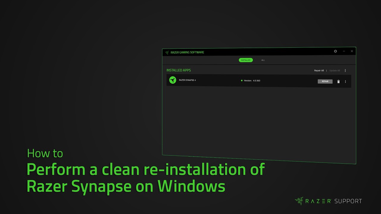 How to perform a clean re-installation of Razer Synapse on Windows
