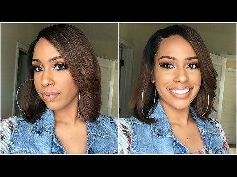 Brown Ombre Bob Style,Deep C Side Part,4.5" Pre-Plucked Lace Front Wig ...