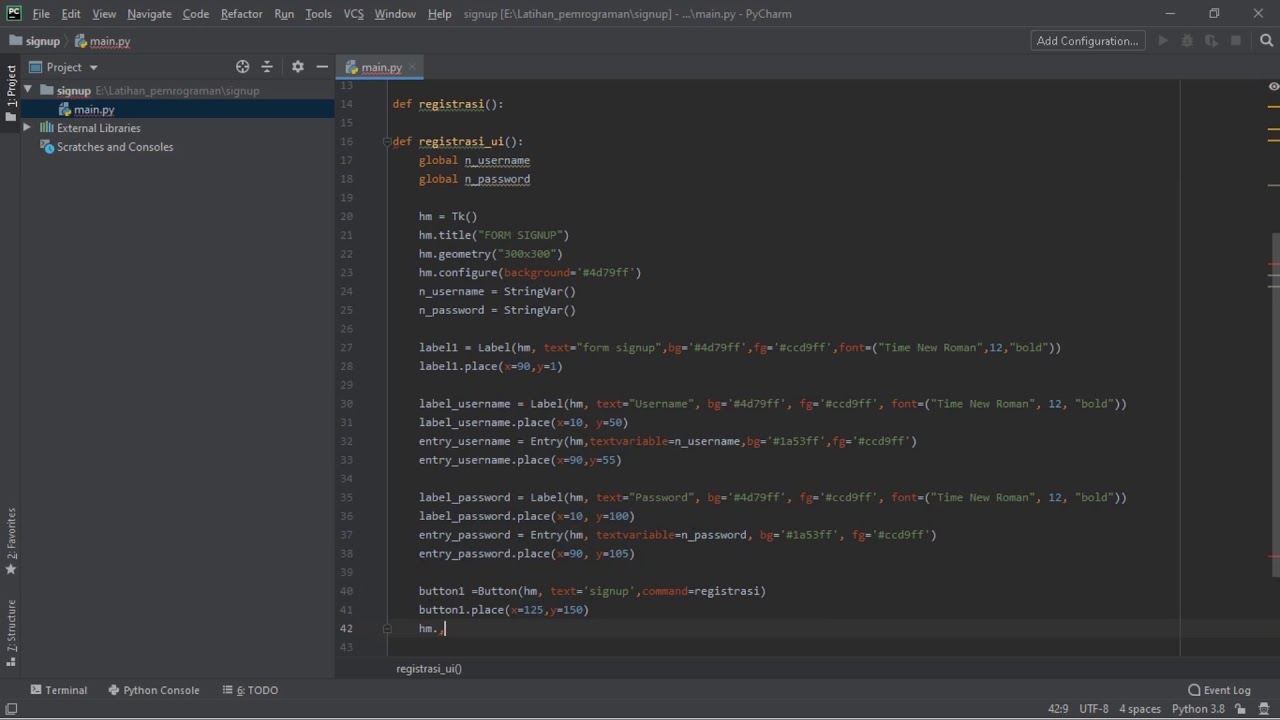 signup || tkinter and sqlite3 python