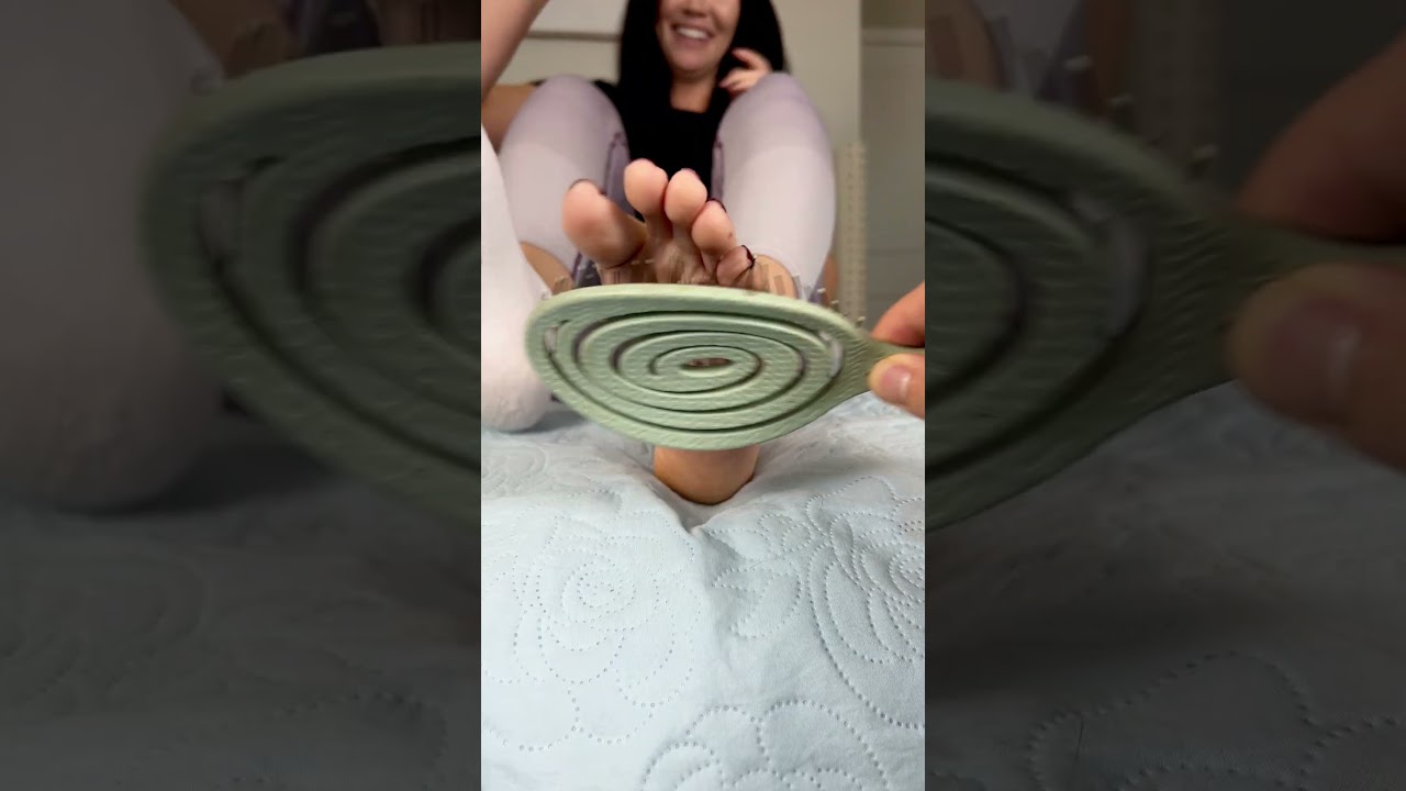 POV Sneak Attack! Hairbrush Tickle After Gym Sock Comes Off 👣😂 | Close-Up Soles #TicklingFeet