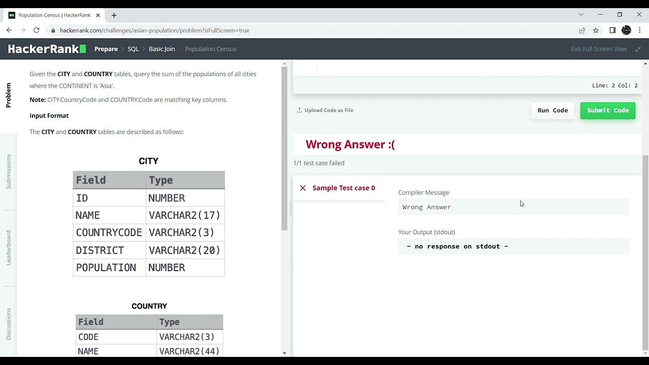 HackerRank SQL || Population Census || SQL Learning