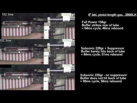 AR-15 slow-mo cut-away buffer tube rebound comparison