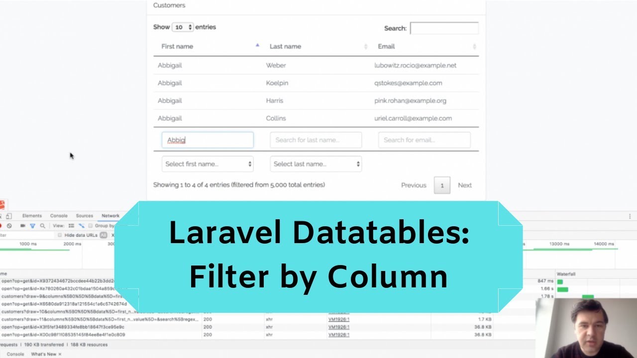 Laravel Datatables: Filter By Column with Input/Select