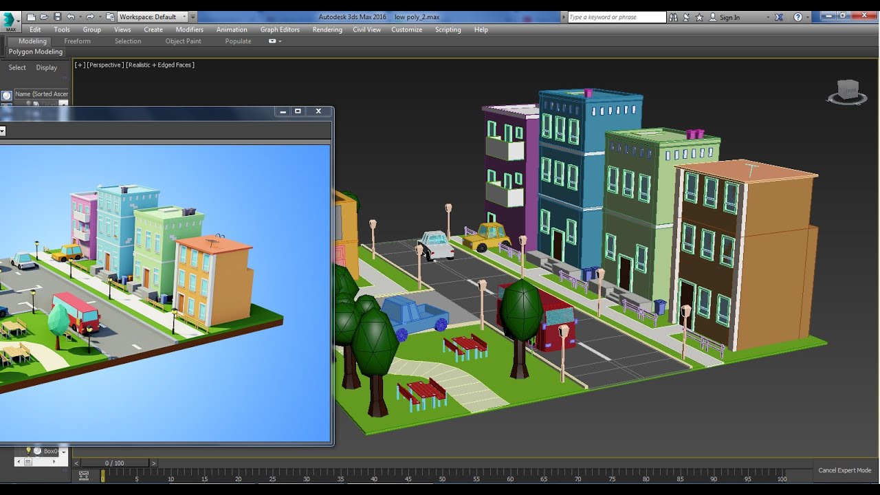 3dsMax Tutorials, Tutorial on Modeling & Texturing a Low Poly City in 3dsmax ( For Beginners )