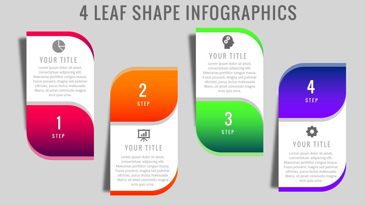 Create 4 Step Leaf Shape Infographic Design in PowerPoint
