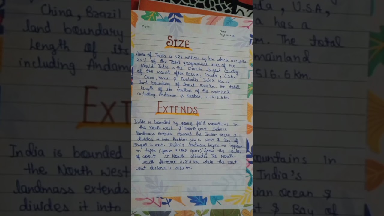 Portfolio of Geography for class - 9 ( India : Size and location )