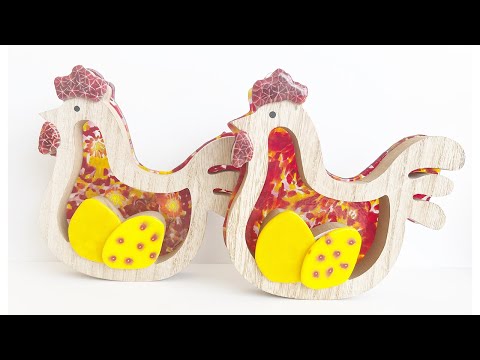 Pressed Glass Wooden Chicken